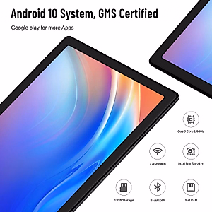 ANYLAKE Android Tablet 10 Inch Tablet,1280x800 IPS HD Display,Quad Core Processor,6000mAh Large Battery,2GB RAM 32GB Storage,128GB Expand,2MP+5MP Dual Camera,Wi-Fi Bluetooth,Gray