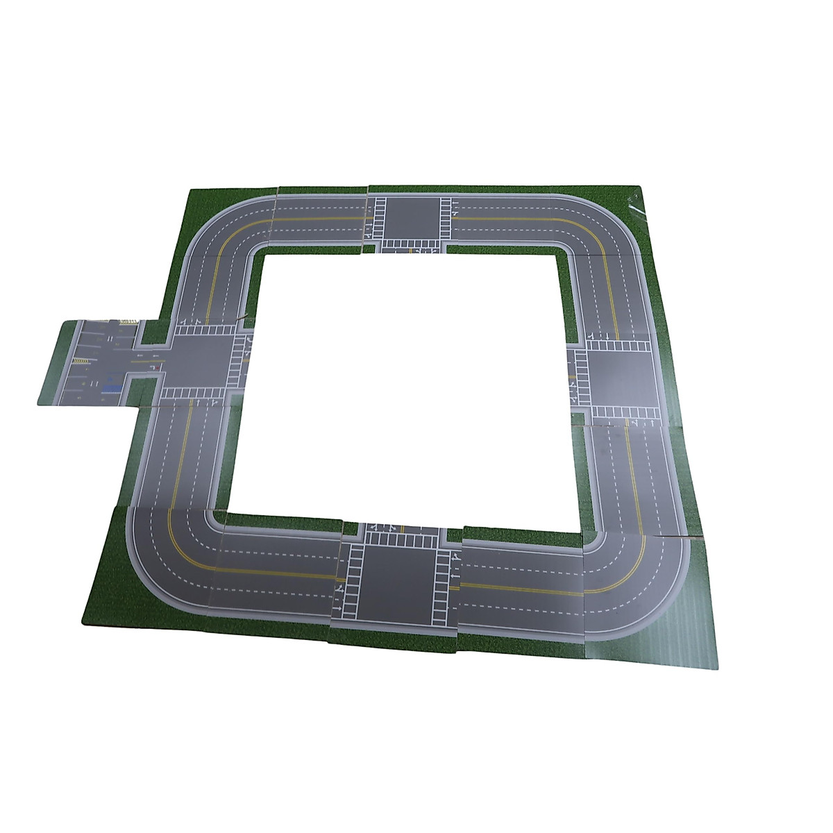 Vinyl Card Road Tiles Paper Road City Town Play Custom Driving Road and Parking Lot for 1/64 Ho Scale Car Track Builder for Kids Best Birthday Gifts Toys Boys Girls Ages 3+ Size of each Tile 12x 12 in