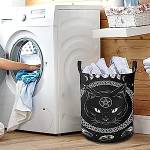 Laundry Basket Witch Wiccan Gothic Moon Phase Witchcraft Cat Laundry Hamper Foldable Storage Basket for Bathroom Room Home Decor