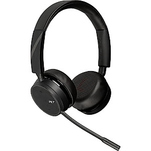 Plantronics - Voyager 4220 UC USB-A (Poly) - Bluetooth Dual-Ear (Stereo) Headset - Connect to PC, Mac, & Desk Phone - Noise Canceling - Works with Teams, Zoom & More (Renewed)