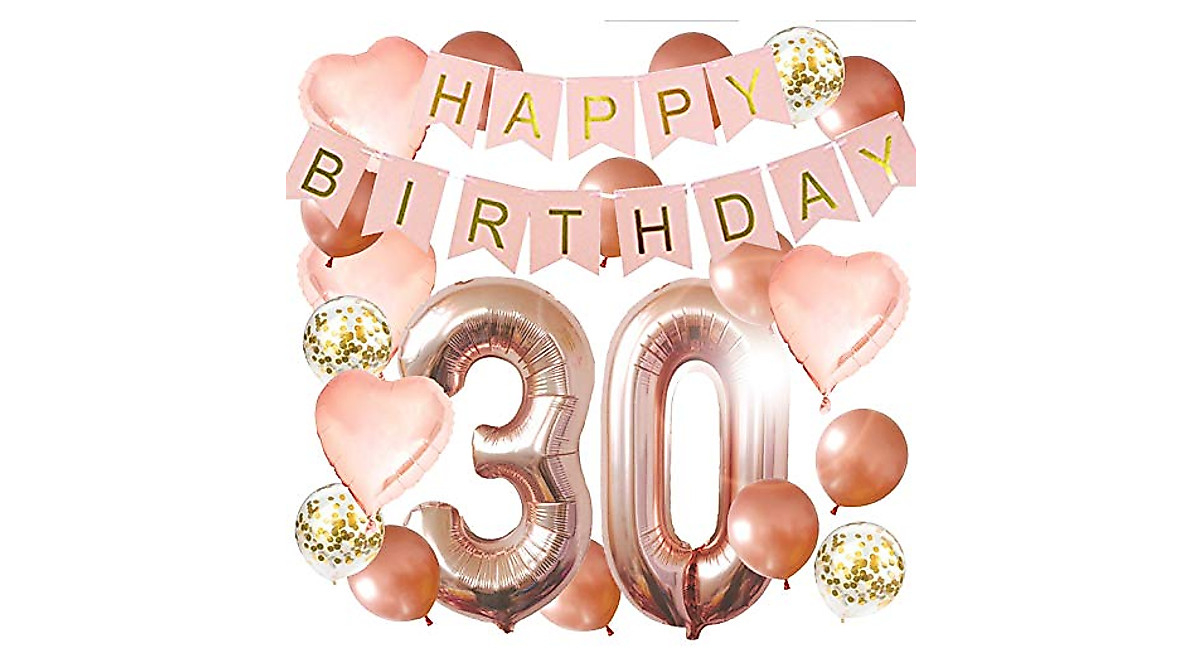 30th Birthday Decorations for Her | Elegant Rose Gold & Pink Party Set