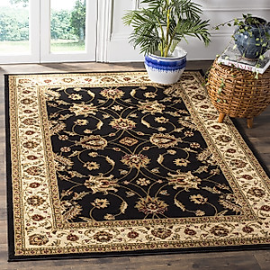 SAFAVIEH Lyndhurst Collection Area Rug - 6'7" x 9'6", Black & Ivory, Traditional Oriental Design, Non-Shedding & Easy Care, Ideal for High Traffic Areas in Living Room, Bedroom (LNH553-9012)