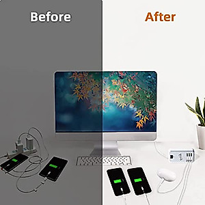 Multi USB Charger, 6 Port USB Charging Station for Multiple Devices, Phone, Tablet, Power Strip with ON/Off Switch (White)