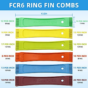 AMI PARTS 3 PCS Air Conditioner Fin Comb Condenser Fin Straightener Include FCR6 Fin Comb, Plastic Air Conditioner Fin Comb and Metal Radiator Fin Comb for Air Conditioner Condenser