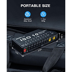 Mosky Guitar Pedal Power Supply 10 Isolated DC Output, 9V 12V 18V 300mA 500mA Effect Pedal Boards Power Supply with USB Port, Short Circuit Overcurrent Protection