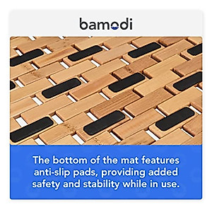 Bamodi Bathroom Bamboo Floor Mat - Wooden Bath Rug - Natural Wood Accessories for Spa, Bathtub, Kitchen, Pool, Beach Area - Mats for Inside Shower