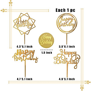 Acrylic Alphabet Number Cake Topper DIY Personalized Name Cupcake Toppers with A-Z Letter 0-9 Number Happy Birthday Sets for Custom Wedding Cake Decorations Baby Shower Party Supplies (Style1 Gold)