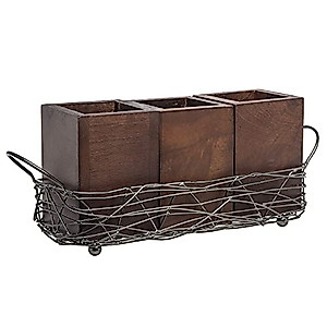 Wood Three Section Cutlery Caddy Organizer Nest by Godinger - Black