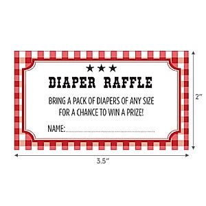 BBQ Baby-Q Diaper Raffle Baby Shower Cards - 24 count
