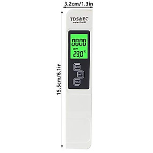Hyuduo Water Quality Tester, 0-9999PPM Measurement Range, TDS/EC/Temp Fish Drinking Water Monitor Pen,PH Water Quality/Temperature Hygrometer
