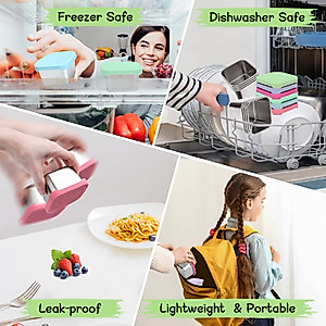 6PACK 6OZ Stainless Steel Snack Containers, Leak Proof 304 Stainless Steel Sauce Food Lunch Box Storage Containers with Silicone Lids Stackable Reusable Small Metal Lunch Bento Boxes Set, Easy Open