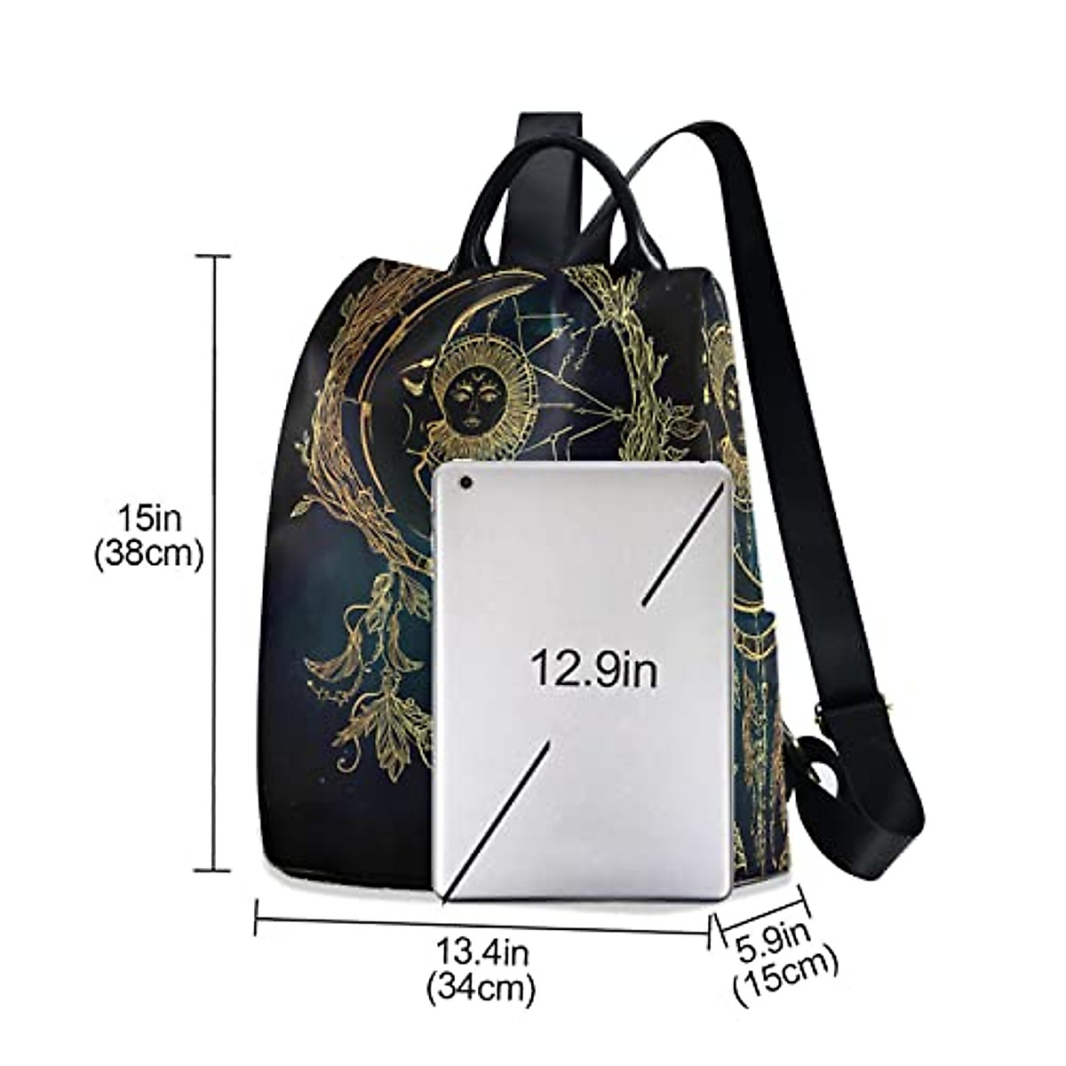 Backpack Purse for Women Fashion Ethnic Dreamcatcher Feathers Moon Sun Travel Anti-theft School Daypack College Casual Shoulder Bag Medium Size