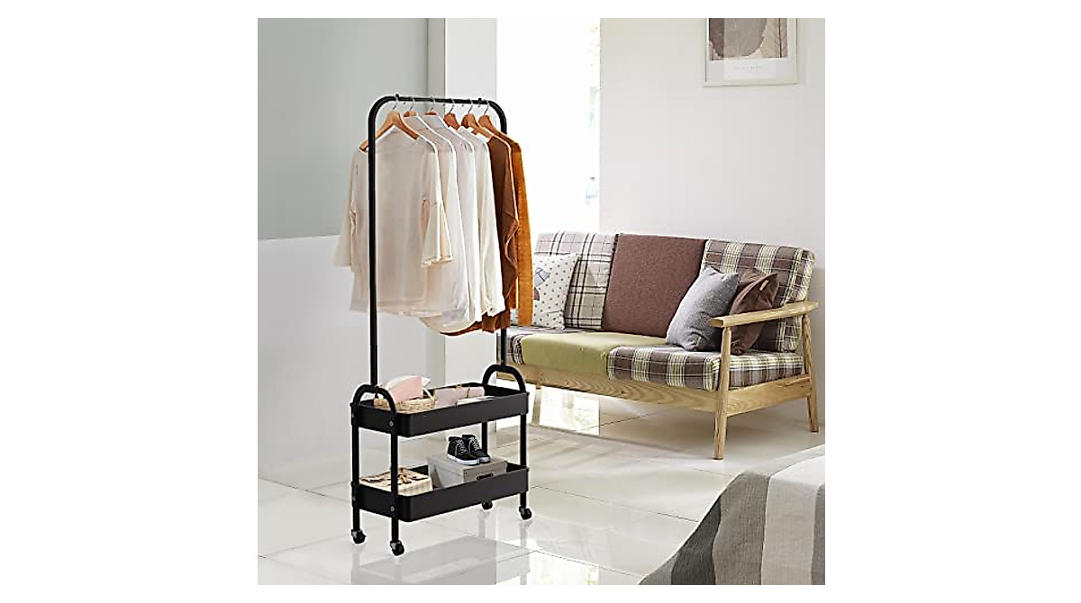 HIDODO Portable Black Clothing Rack for Small Spaces