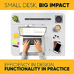 Mobile Adjustable Height Standing Desk - Rolling Laptop Desk Pneumatic Height Adjustable - Portable Workstation Computer Table Stand - Mini Standing Desk for Small Office Spaces