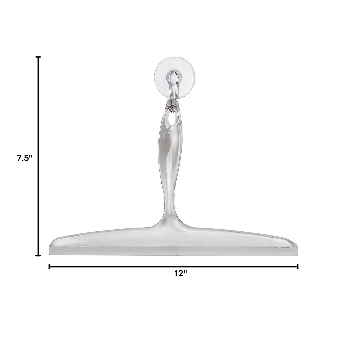 iDesign Plastic Bath Squeegee for Glass with Suction Hook Holder – 12", Clear