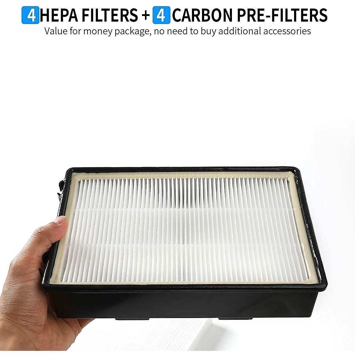 Gazeer True HEPA Filter B (4 Pack) + Carbon Pre Filter(4 Pack) Compatible with Holmes HAPF600 HAPF600D HAPF600D-U2,Replacement Holmes HEPA Air Filter