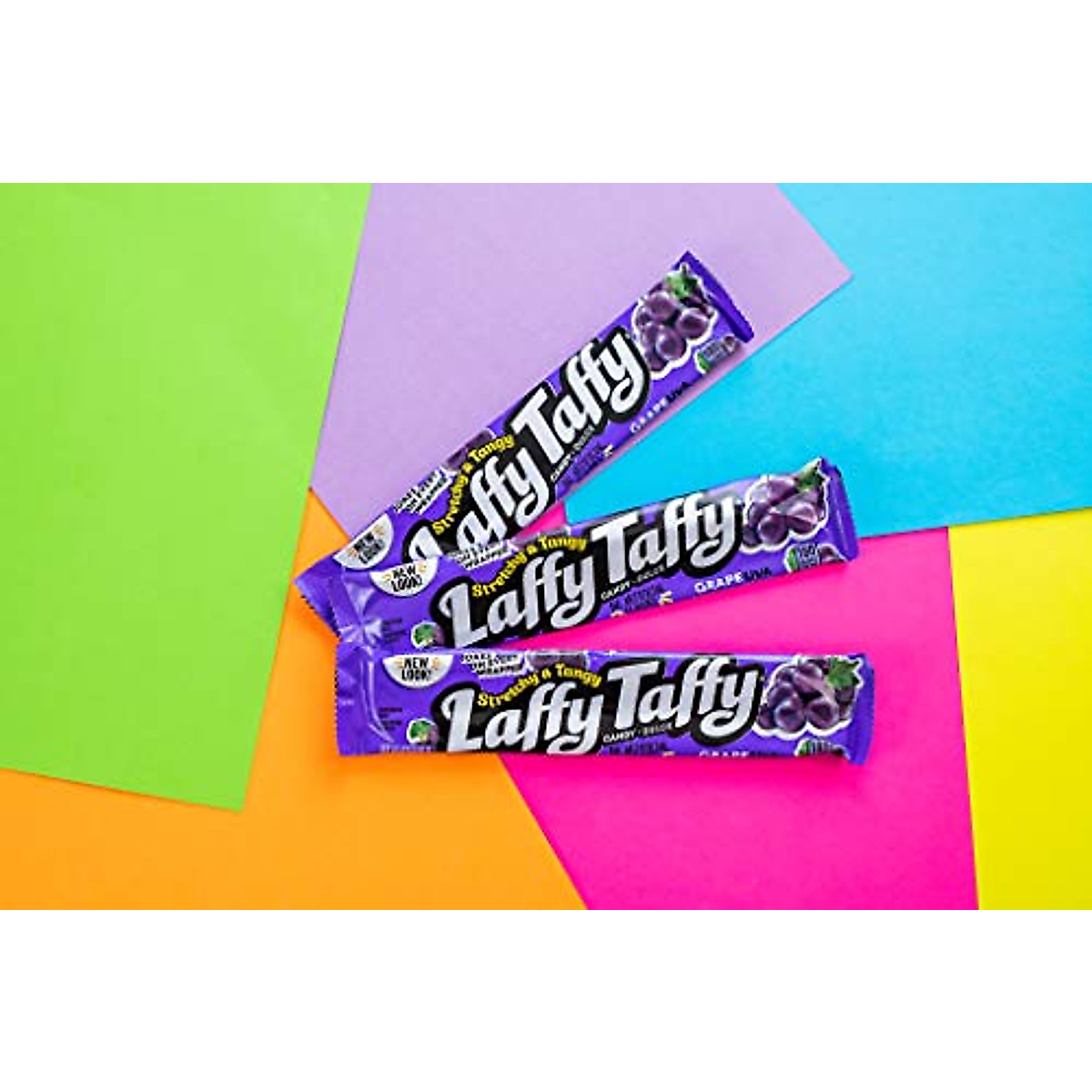 Laffy Taffy Stretchy & Tangy Variety Candy Box, Grape, Watermelon, and Cherry Flavors, Fruity Treat For School, 1.5 Ounce Bars (Pack of 24)