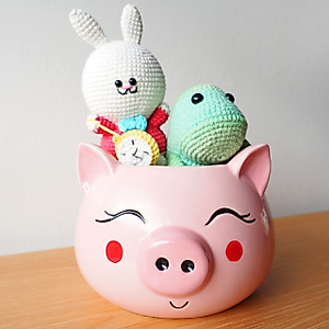 Pig Yarn Bowl for Knitting - Cute Ceramic Knitting Bowl Extra Large Ceramic Yarn Bowl Crochet Accessories Yarn Holder Storage Gift for Knitters Funny