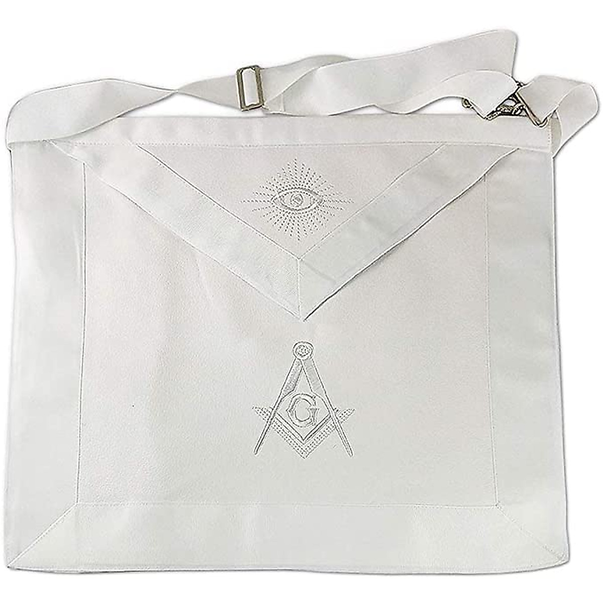 master mason white embroidered apron white ribbon