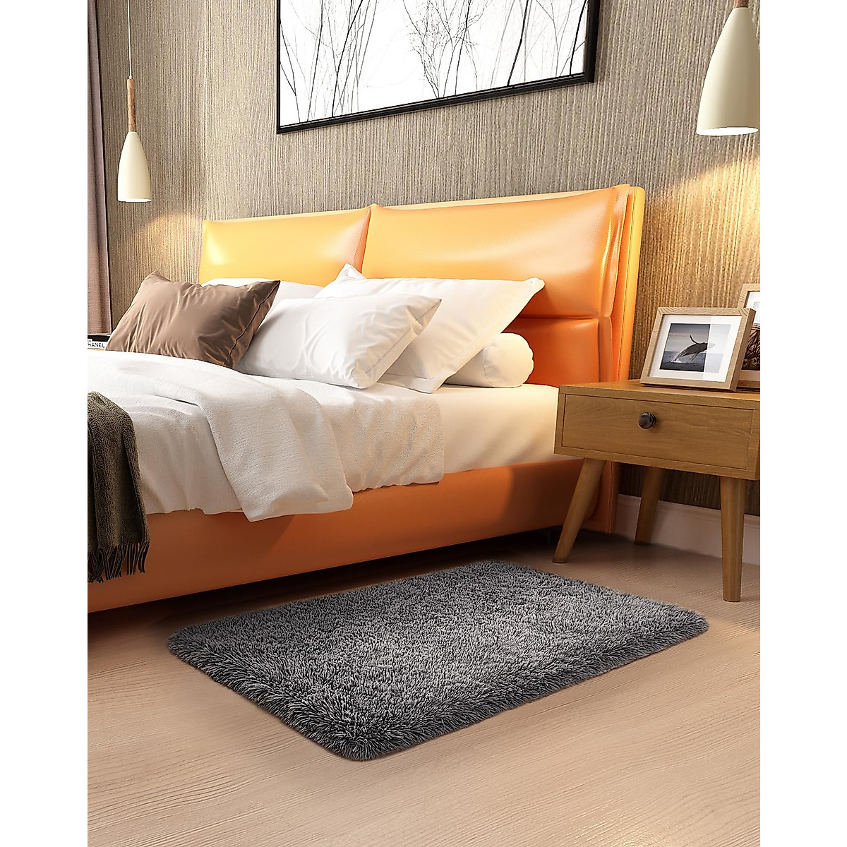 Ophanie Small Throw Rugs for Bedroom, 2x3 Non Slip Mini Area Rug, Affordable Fluffy Grey Carpet, Door Entryway Indoor Inside Front Entrance Dog Mat, Home Decor Aesthetic, Nursery