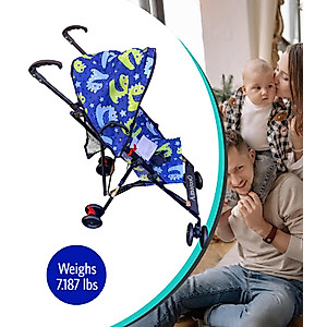 AmorosO Single Umbrella Stroller for Toddler, Travel Stroller for Babies - Sunlight and Light Rain Protection - Baby Stroller with Four EVA Wheels - Travel-Ready Stroller - Round Canopy Navy Blue