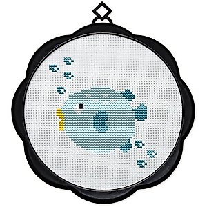 Maydear Full Range of Embroidery Starter Kits Stamped Cross Stitch Kits Beginners for DIY Embroidery 11CT 3 Strands - The Fish Mother 6.7 × 6.7 inch