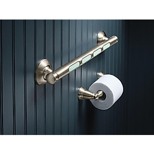 Moen MLR8718D4GBN Banbury 18" Glow-in-The-Dark Bathroom Grab Bar, Brushed Nickel