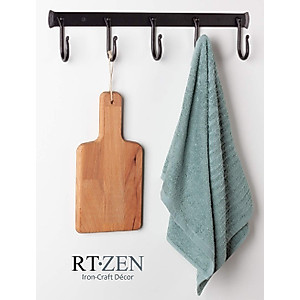 RTZEN Wall Hooks for Hanging - 5 Hook Farmhouse Decor Coat Rack Wall Mount - Heavy Duty Hanging Towel Racks for Bathroom or Purse Hanger Hat Organizer - Stylish Hooks for Hanging Coats