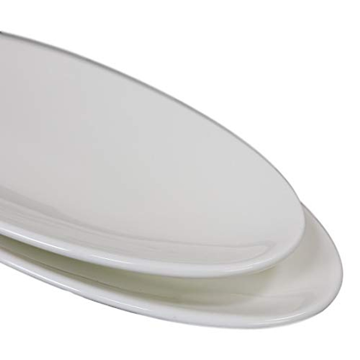 Ebros Kitchen Dining Modern Contemporary Sleek Design Natural White Porcelain Oval Plates Serving Platters Restaurant Supply Dishwasher And Microwave Safe Serveware (2, 16"Long)