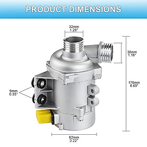 JDMON Compatible with Electric Engine Water Pump BMW Z4 X3 X5 325i 325xi 328i 328xi 525i 525xi 528i 528xi Replace 11517586925,702851208, 11517563183, 11510392553