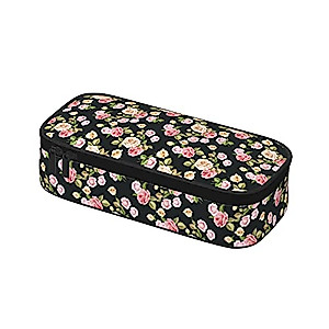 Gocerktr Floral Pencil Case Large Capacity Pencil Bag Double Zippers Pen Bag with Compartments Multifunction Makeup Bag for Women