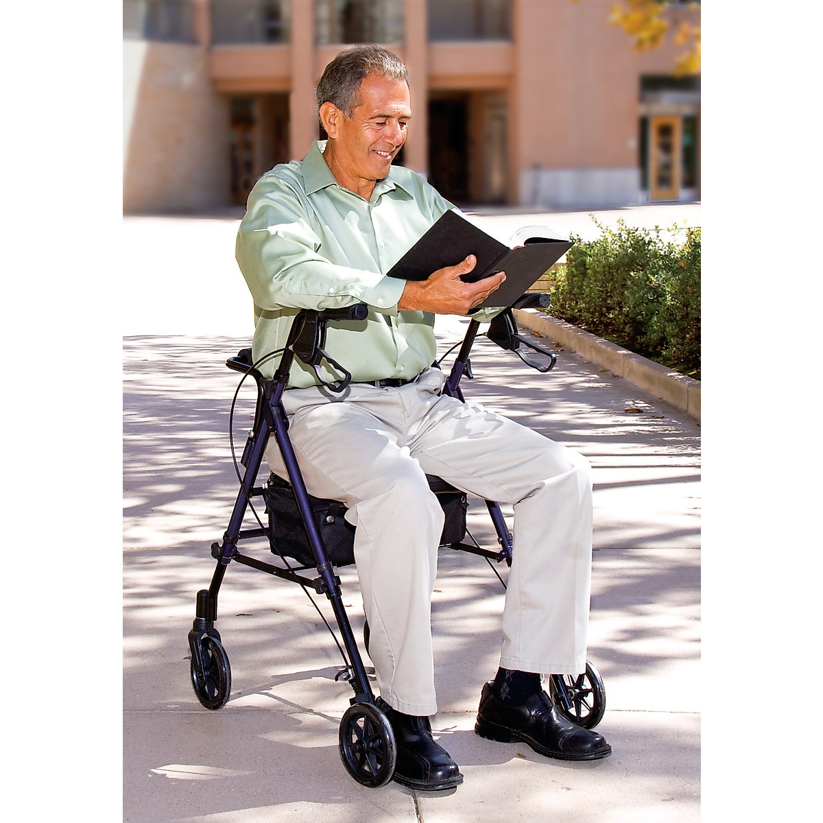 Carex Step 'N Rest Aluminum Rollator Walker With Seat - Rolling Walker For Seniors With Back Support, 6 Inch Wheels, 250lbs Support, Lightweight