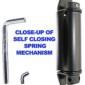 Black T-Strap Self Closing Wood Gate Hinges - Wood Fence Hinge Gate Kit, 8" T-Gate Hinges - Wood Gate Hardware (1 Pack)