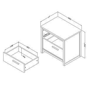 South Shore Tao 2-Drawer Nightstand, Natural Walnut