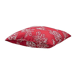 Amazon Basics 2-Pack Linen Style Decorative Throw Pillows - 18" Square, Classic Red Floral