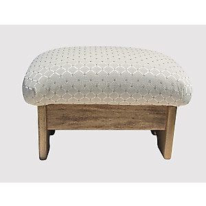 KR Ideas Padded Foot Stool 9" Luxury Fabrics (Made in The USA) (Winter Field - Maple Stain)