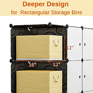 MAGINELS 8 Cube Storage Organizer with Doors,Deep Closet Organizers and Cabinet. Vertical Storage Clothes Shelf,Suitable for Bedroom,Office,Studyroom,Black (14×18inch)