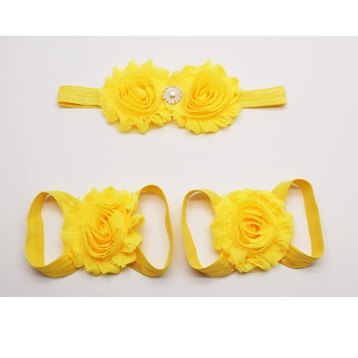 CellElection 8 Colors Baby Headbands Barefoot Sandals Set Rhinesotnes Flower Hairbands Foot Bands Photo Prop Hair Accessories for Newborns Infants Toddlers…