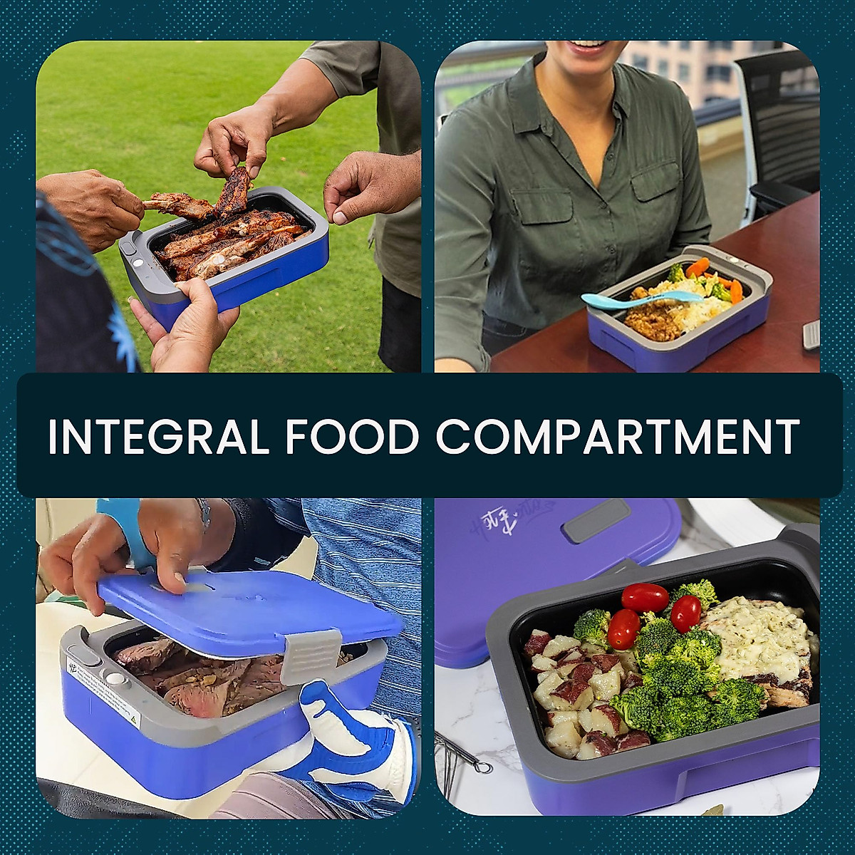 Hot Bento – Self Heated Lunch Box and Food Warmer – Battery Powered, Portable, Cordless, Hot Meals for Office, Travel, School, Jobsite, Picnics, Outdoor Recreation, Kitchen Meal Prep