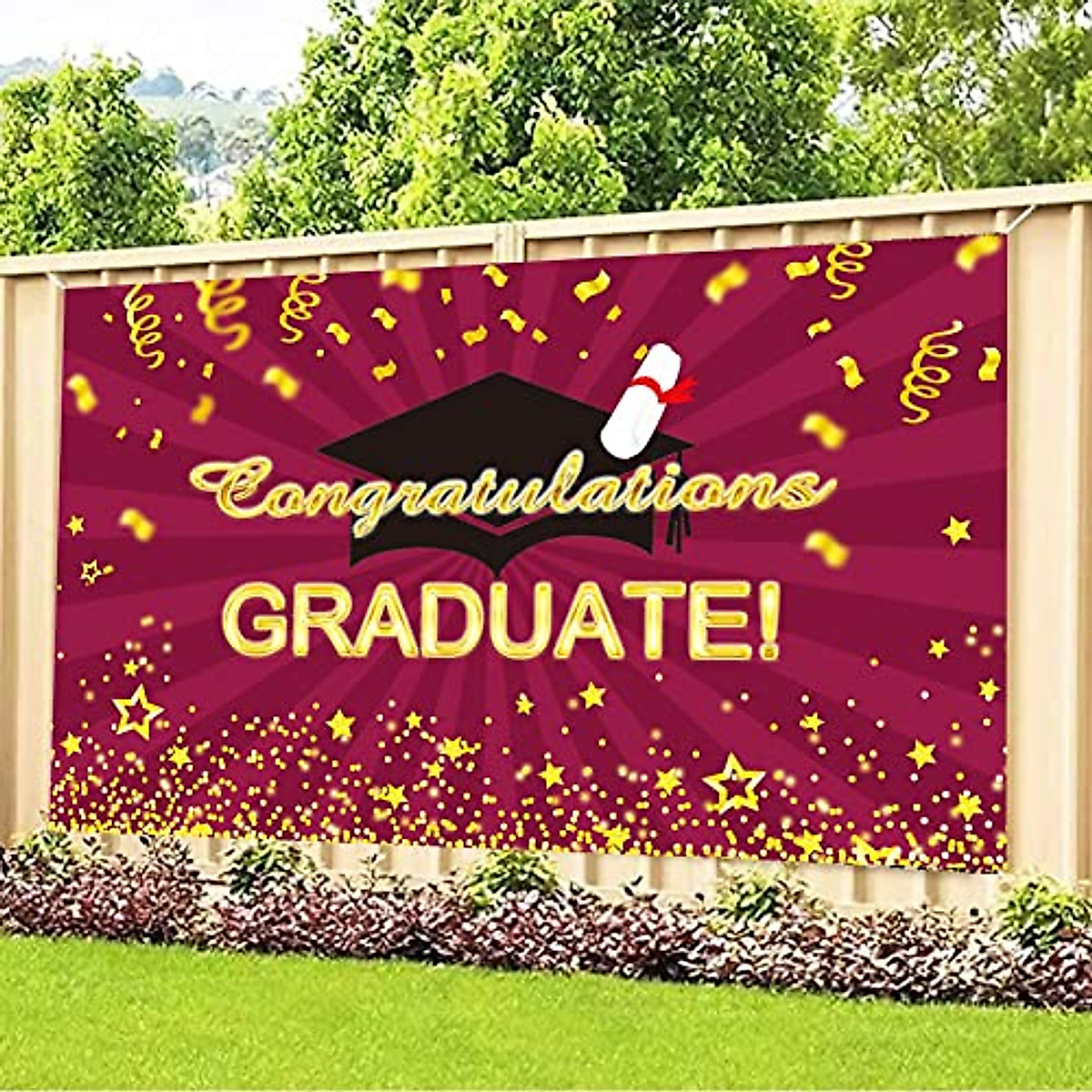 Graduation Decorations 2023 Maroon Gold/Graduation Party Supplies 2023/Graduation Backdrop Banner Maroon Gold Grad Balloons/Photography Background for Burgundy Gold ASU Graduation Decorations 2023
