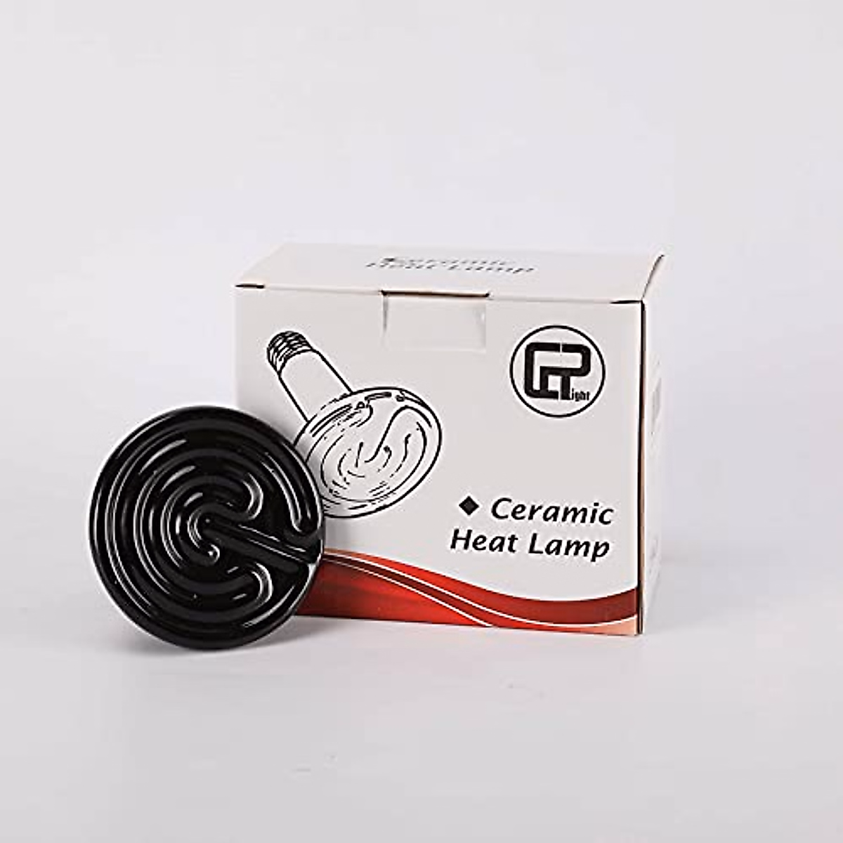 CRLight 100W 2 Pack Ceramic Heat Emitter Infrared Heat Lamp Bulb for Reptile Amphibian Pet Brooder Coop Chicken Lizard Turtle Snake Aquarium, No Light No Harm, ETL Listed, Black