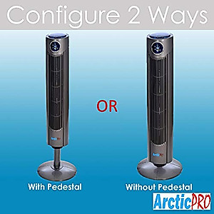 Arctic-Pro Digital Screen Oscillating Tower Fan with Remote Control, Dark Gray, 42-Inch