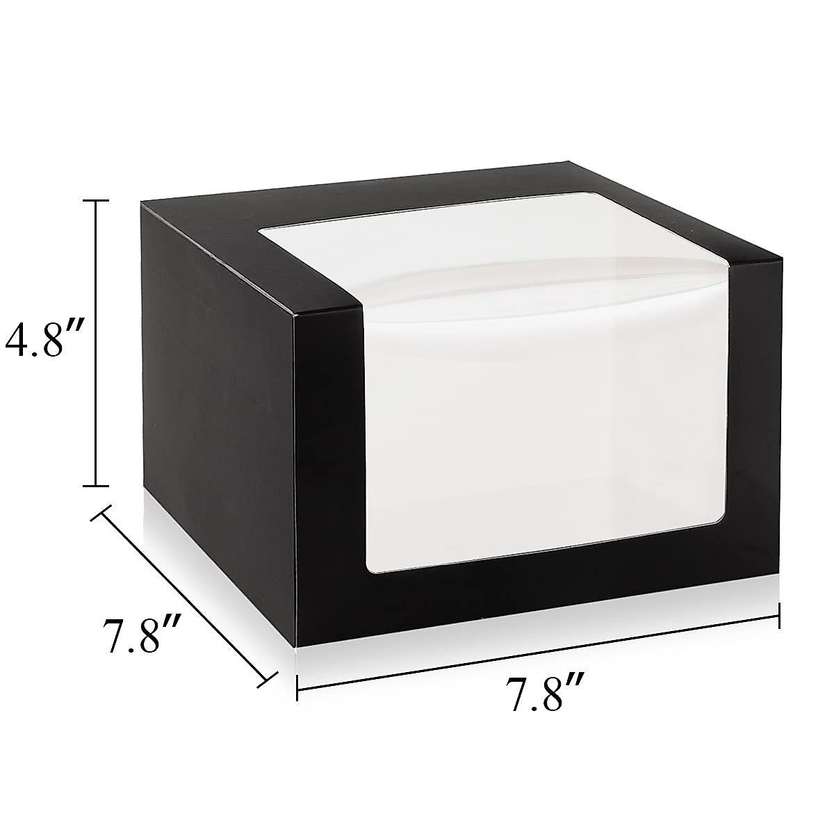 Black Gift Boxes with Window Display Box for Hat, Hat Storage Containter for Baseball Caps, Dad Hat, Billed Cap, Snapbacks & Trucker Cap, Paper Fold Box Packing Box 7.8" x 7.8" x 4.8", 10 Pack