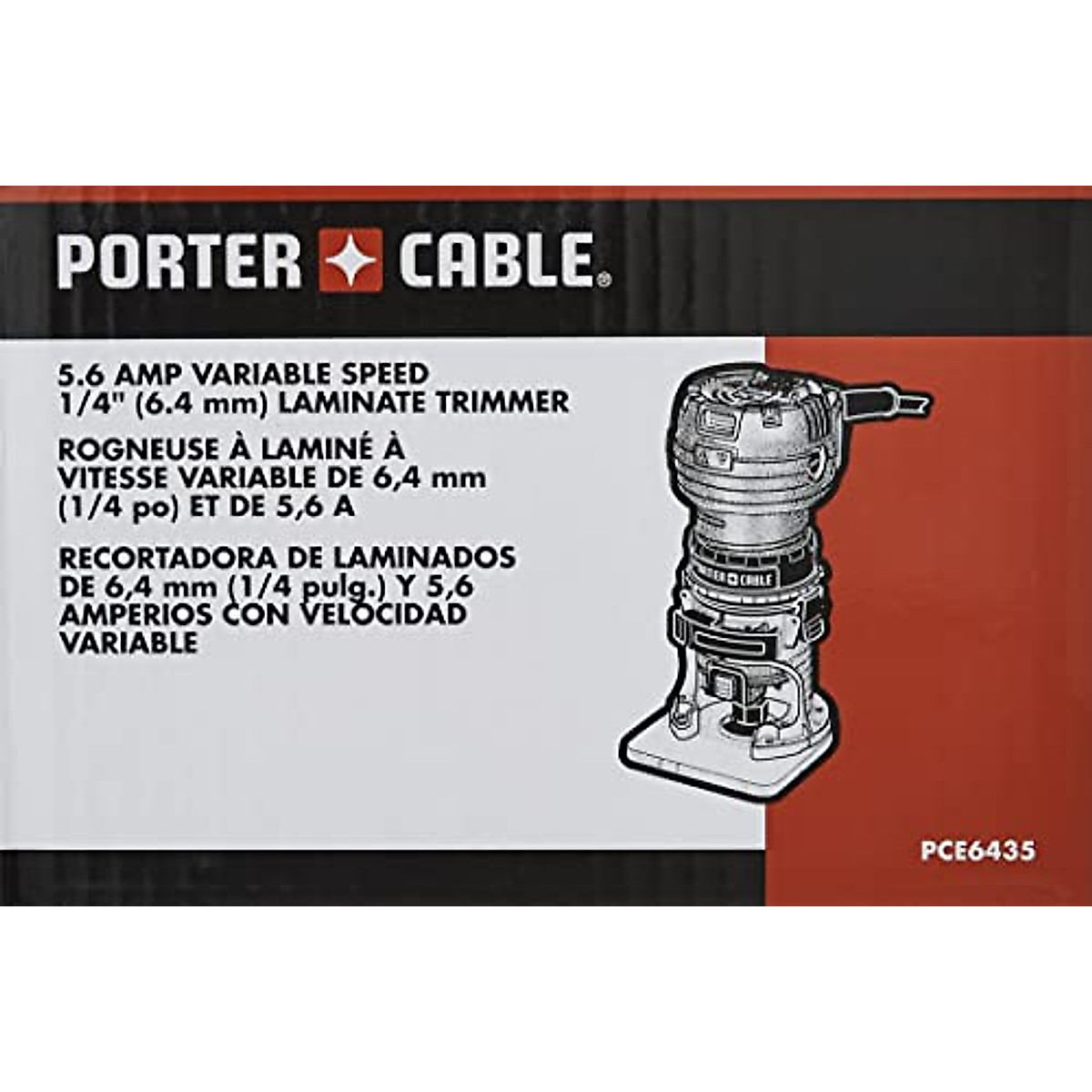 PORTER-CABLE Porter Cable Router, Variable Speed, 1/4-Inch Laminate Trimmer, 5.6-Amp (PCE6435)
