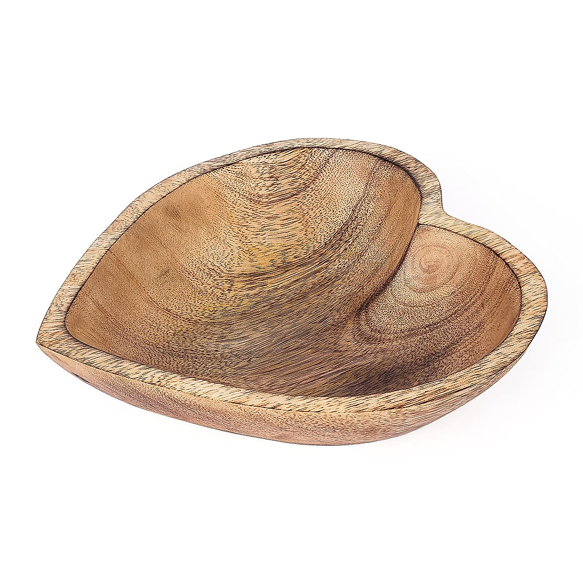 WitnyStore 8" Heart Shaped Bowl - Functional and Collectible Bowl - Handcrafted Wooden Bowl for Serving Candy Nuts Desserts Fruits or Accent Decor Gift for Any Occasion - 8" Brown