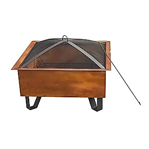 Bond Manufacturing 52119 Boxite 26" Square Wood Burning Steel Fire Pit, Rust