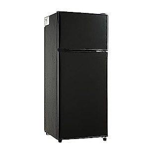 Kazigak Compact Refrigerator Double Door Mini Fridge with Freezer, 3.5 CU FT Mini Refrigerator with 7 Level Adjustable Thermostat for Office, Dorm, Apartment, Black
