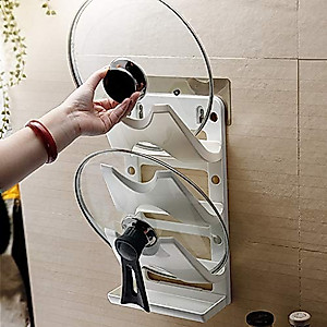 DRNKS Pot Rack Perforated Wall-free Lid Storage Rack for Kitchen Shelf Rack for Lid Applicable to kitchen stove (Color : Three floors)