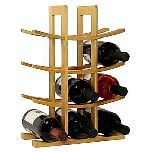 Oceanstar WR1149 12-Bottle Natural Bamboo Wine Rack , Red