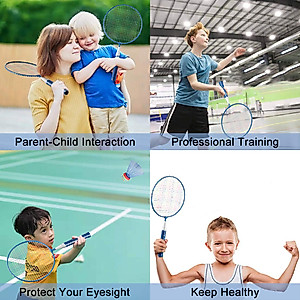 Badminton Rackets for Children,12 in 1 Shuttlecocks Racquet Sports Set w/Lightweight Carrying Bag for Kids Professionals Beginner Players Indoor Outdoor Sport Game (BLUE-01)